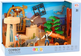 LEAN Toys Sada kovbojských figurek divoký západ člun dělo