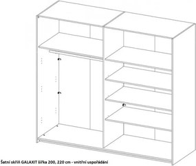 Nábytek Elegance Šatní skříň GALAXIT dub tmavý san remo/tmavé san remo - šířka 200 cm