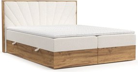 Boxspring postel s úložným prostorem v krémovo-přírodní barvě 200x200 cm Asahi – Maison de Rêve