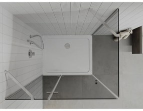 Mexen Roma, sprchový kout s křídlovými dveřmi 100 (dveře) x 110 (stěna) cm, 6mm šedé sklo, chromový profil + slim sprchová vanička bílá + chromový sifon, 854-100-110-01-40-4010