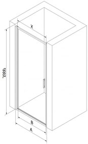 Mexen Exo, 1-křídlé dveře do otvoru 85x200 cm, 6mm čiré sklo, černý profil, 817-085-000-70-00