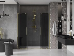 Mexen Velar L Duo, posuvné sprchové dveře do otvoru 200 cm, 8mm šedé sklo, zlatá lesklá, 871-200-003-42-50
