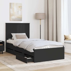 Rám postele se zásuvkou Černá 90 x 190 cm Inženýrské dřevo 3411160