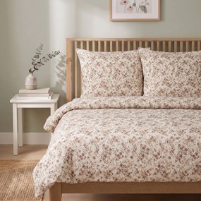 Kvalitex Ložní krepové povlečení Kvítí béžové 1x 220/200, 2x 70/90cm