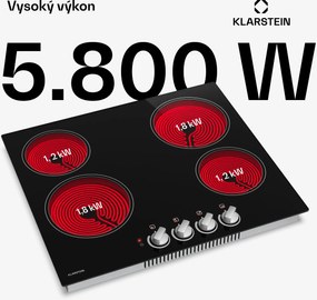Klarstein EasyCook sklokeramická varná doska | 4 varné zóny | 6000 W | 11 úrovní výkonu | 60 cm