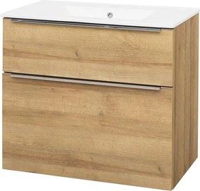 Mereo, Mereo Mailo, koupelnová skříňka s keramickým umyvadlem 81 cm, dub Riviera, elox AL madlo, MER-CN521A