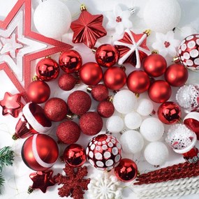 Sada 149 ks vánočních ozdob Red Santa červená/bílá