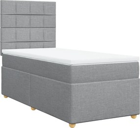 Box spring postel s matrací světle šedá 90x190 cm textil 3293435