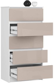 Komoda Kuba 60 cm - 5 šuplíků bílá/cappucino