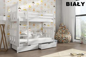 Patrová postel Lenka 90x200 cm s úložným prostorem - bílá