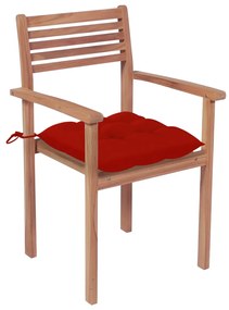 vidaXL Zahradní židle 2 ks červené podušky masivní teak