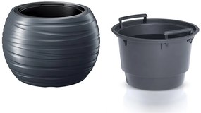 Prosperplast Květináč kulatý s vkladem MAZE antracit 39,6cm