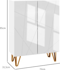 HOMCOM Botník, Úložný kabinet na boty, 2 Dveře s Damped Hinges, Nastavitelné Police, pro 15-20 Párů Bot, Bílý Lak
