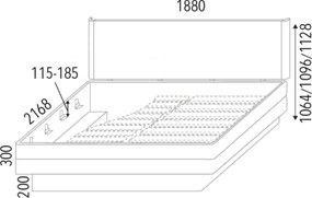 Domestav FANTAZIE GRANDE manželská postel nastavitelné čelo šikmé 180 cm buk cink olejovaný