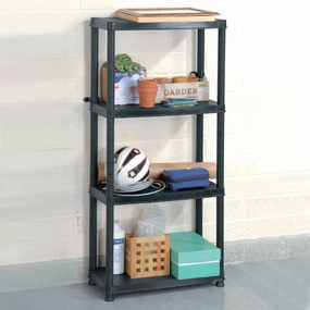 Úložný regál 4patrový černý 61 x 30,5 x 130 cm plast 147683