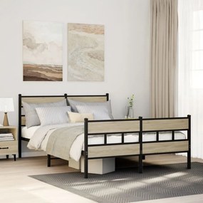 Kovový rám postele bez matrace dub sonoma 150 x 200 cm 3308470