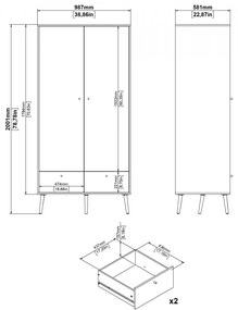 FALCO Šatní skříň Boaz 127 Odstín: Bílá