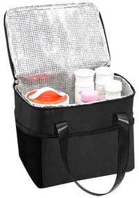 Termotaška na jídlo LUNCH BOX, černá, nepromokavý materiál, 23x20x17,5 cm