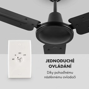 Klarstein Spin Doctor, černý, 55 W, stropní ventilátor, 122 cm, 3 ramena, nerezavějící ocel