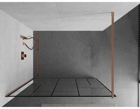 Mexen Kioto, sprchová zástěna Walk-In 100 x 200 cm, 8mm čiré sklo černý vzor, ​​měděný matný profil, 800-100-101-65-78
