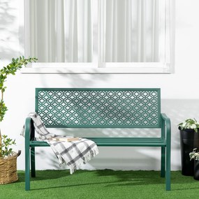 Zahradní lavice HOMCOM s nosností 280 kg, tmavě zelená, 127x63x83 cm, odolná proti povětrnostním vlivům a stabilní, ideální na terasu a zahradu |