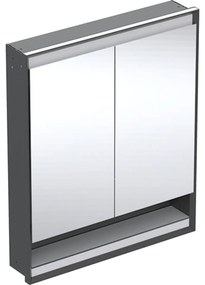 Geberit ONE - Zrcadlová skříňka s LED osvětlením, 750x900x150 mm, 2 dvířka, s nikou, vestavná, matná černá 505.822.00.7