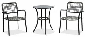 Zahradní set 1+2 stůl 60x60 židle umělý ratan kov antracit AZ-L1103 GREY