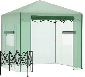 Skleník Outsunny pro rajčata se stahovacími dveřmi a oknem, PE ocel, tmavě zelený, 238 x 178 x 240 cm | Aosom