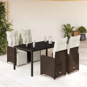 5dílný zahradní bistro set s poduškami hnědý polyratan 3277189
