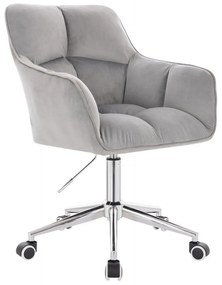 LuxuryForm DESIGN Otočné křeslo AMALFI VELUR na stříbrné podstavě s kolečky - světle šedé