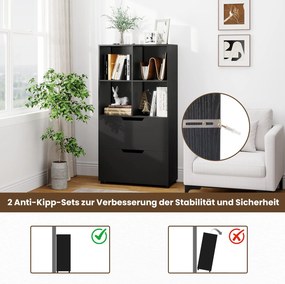Costway 4-kostková knihovna s 2 zásuvkami 130 cm 5-patrová volně