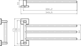 Aqualine, APOLLO trojitý držák ručníků, chrom, 1416-16