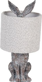 Šedá stolní lampa králík s chlupatým stínidlem Rabbi - Ø 20*43 cm / E27
