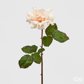 Umělá květina růže bílo-růžová, 55 cm