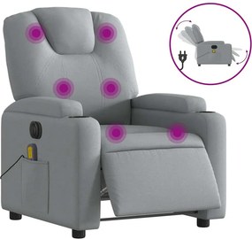 Elektrické masážní polohovací křeslo světle šedé textil 3204356