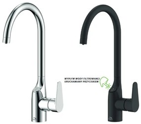Laveo Claro, dřezová baterie s filtrem vody h-412, černá matná, LAV-BAK_798D