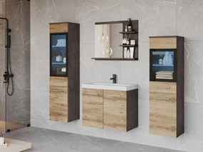 Koupelnový nábytek Apogon I, Barva: matera / breslau kaštan, Sifon k umyvadlu: ne, Osvětlení: osvětlení LED RGB - barevné, Baterie: ne