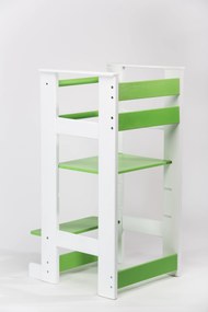 Lucas Wood Style učící věž Žofka - bílá/zelená Učící věž s tabulí a kuličkami: bílá/zelená
