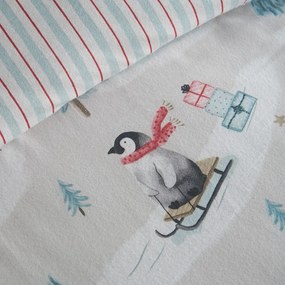Flanelové povlečení na jednolůžko v přírodní barvě 135x200 cm Brushed Christmas Penguins – Catherine Lansfield