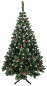 Umělý vánoční stromek jedle s červenou jeřabinou a šiškami 180 cm