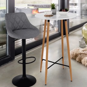 Barový stůl, bílá/dub, průměr 60 cm, IMAM