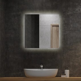 Obdélníkové koupelnové zrcadlo s led osvětlením 50x50 cm