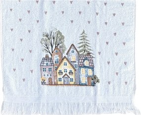 Kuchyňský froté ručník s motivem domků Hearts & Houses - 40*66 cm