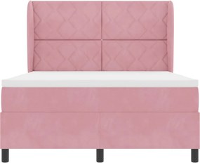 Postel s boxspringem s čelo Růžová 190 x 140 cm samet 3340981