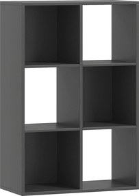 HOMCOM regálový stojan ve tvaru kostky se 6 přihrádkami z dřeva v rustikálním designu, 61,5x29,5x91,5 cm, černá
