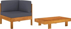 vidaXL 2dílná zahradní sedací souprava podušky akáciové dřevo [310636] Barva: Tmavě šedá
