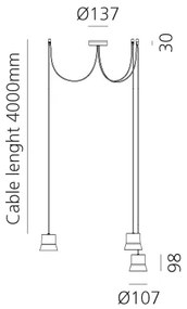 Artemide 0232510A GIO.light cluster, bílé designové svítidlo pavouk, 3x7,6W LED 3000K, prům. 10,7cm