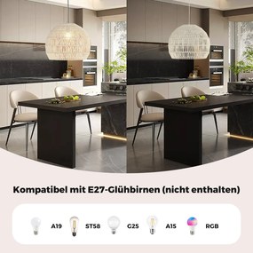 Costway Pletené závěsné svítidlo Boho stropní svítidlo s nastavitelnou výškou