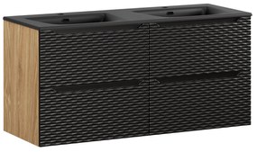 Comad Koupelnová skříňka s keramickým dvojumyvadlem Ocean Black II 120 cm - černá mat