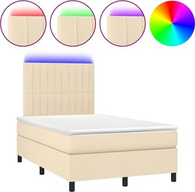 Box spring postel s matrací a LED krémová 120x190 cm textil 3270216